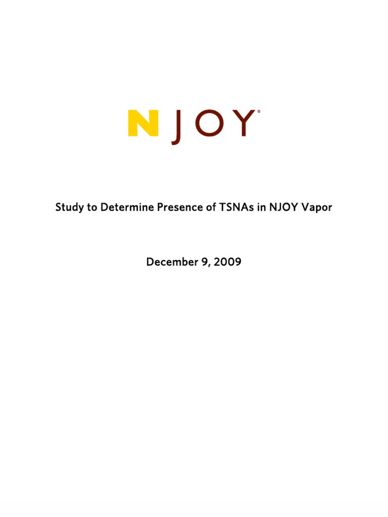 Study To Determine Presence of TSNAs in NJOY Vapor | PDF | Mass Spectrometry | High Performance ...