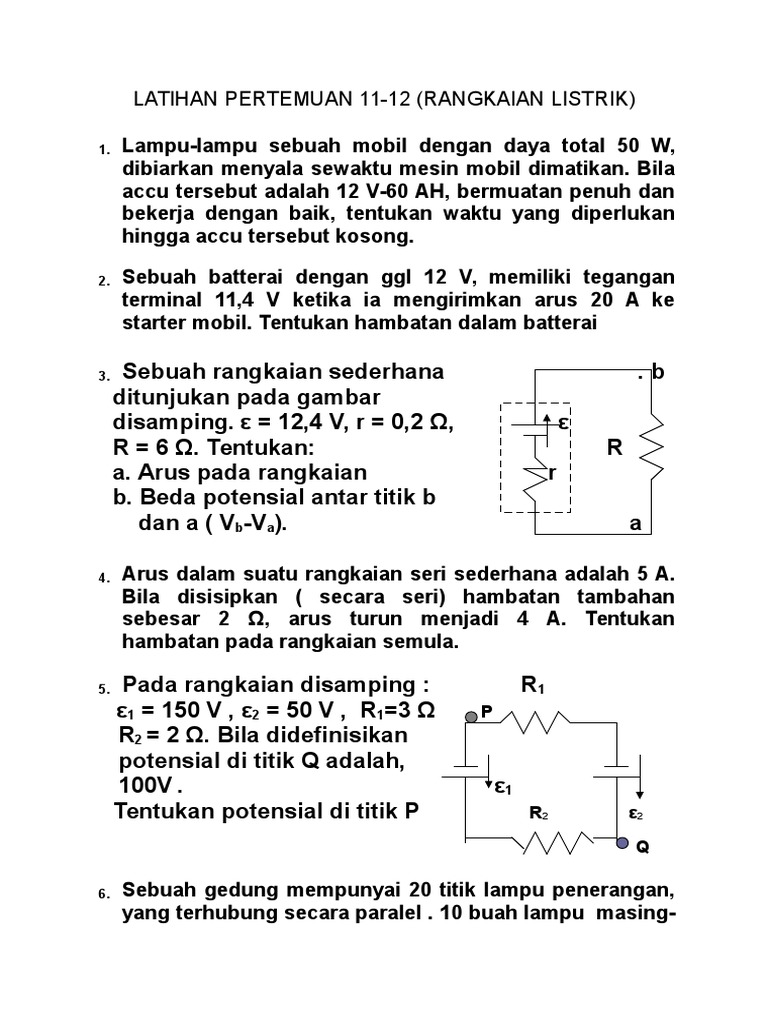 Latihan Pertemuan 11-12-Rangkaian Listrik | PDF | Metode & Bahan Ajar | Sains & Matematika