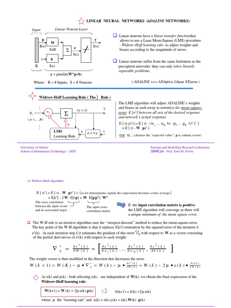 Adaline, Widrow Hoff | PDF | Machine Learning | Algorithms And Data Structures