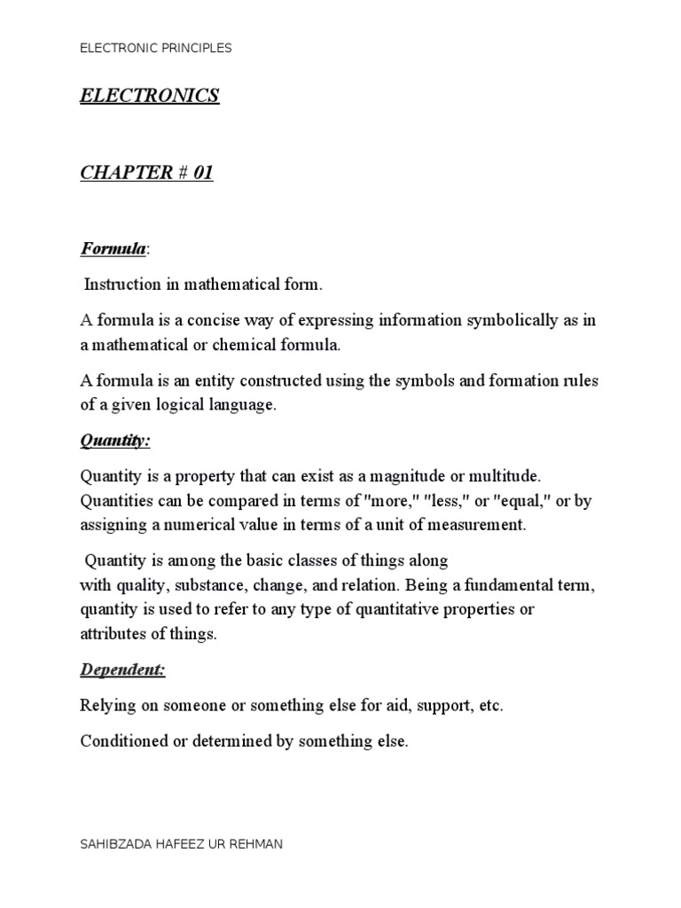 Electronics: Formula | PDF | Voltage | Electrical Resistance And ...