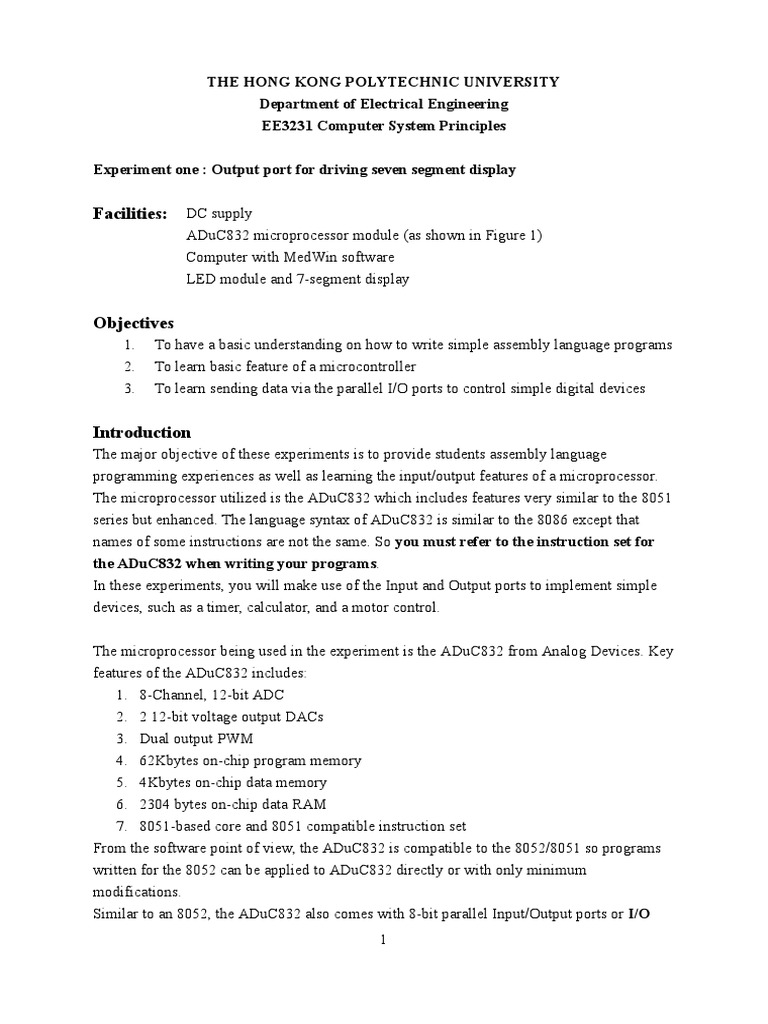 Lab1 - Seven Segment Display | PDF | Computer Program | Programming