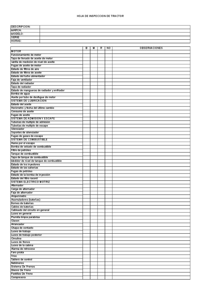 Checklist Tractor | PDF