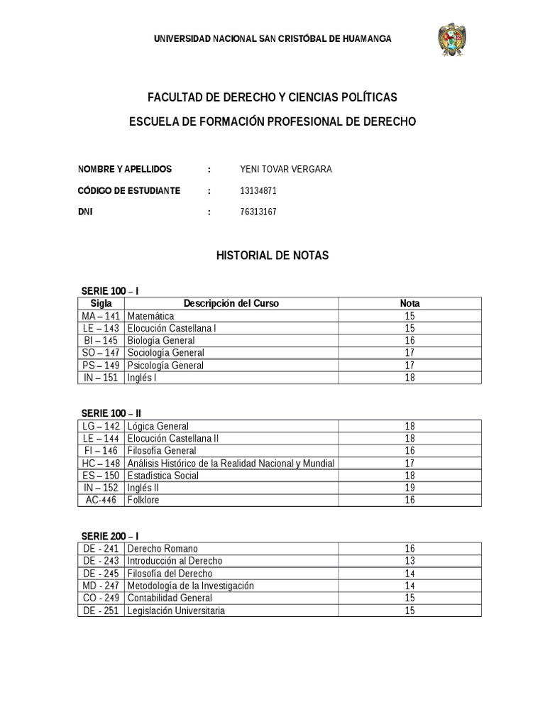 Historial de Notas-Pucp | PDF