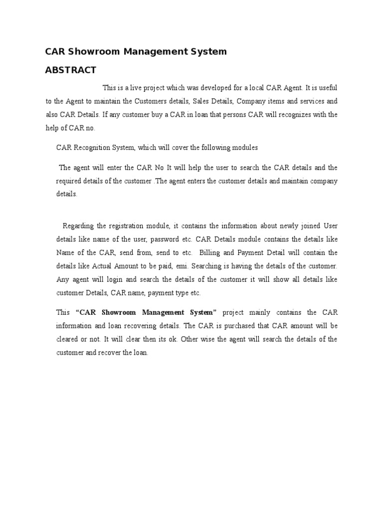 car-Showroom-Management-System.doc | Class (Computer Programming ...