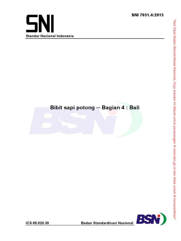 SNI Biibt Sapi Bali Print Oke | PDF