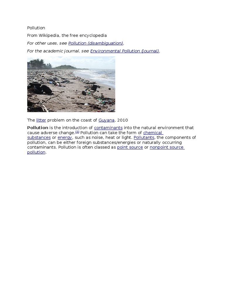 For Other Uses, See - For The Academic Journal, See .: Pollution ...