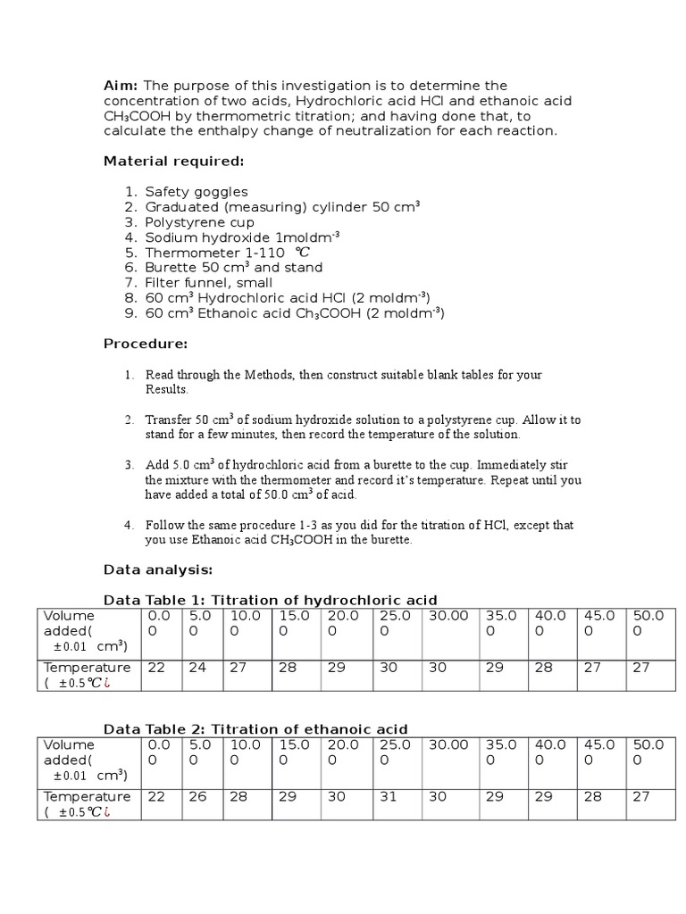 Thermometric Titration | PDF | Concentration | Titration