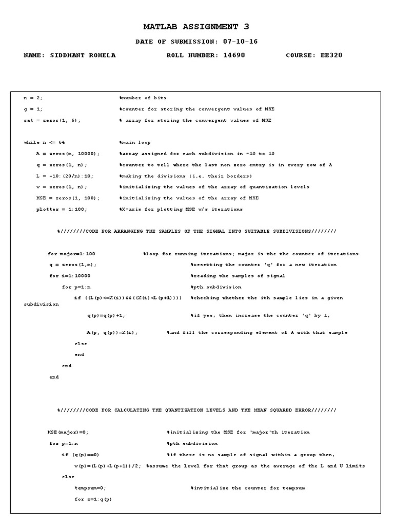Lloyd Max Quantizer (MATLAB Program) | PDF