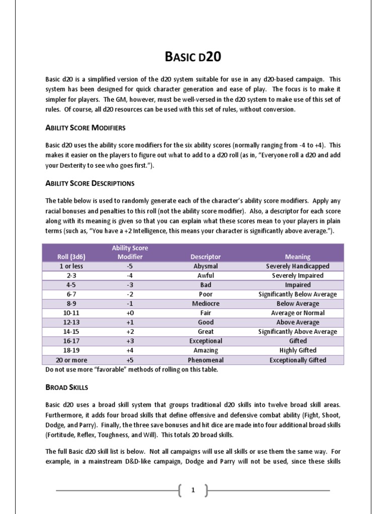Basic D 20 Combined | PDF | D20 System | Role Playing Games