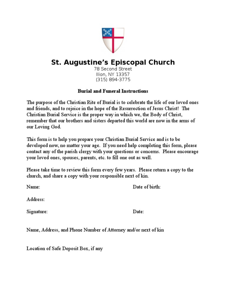 Funeral Planning Form | PDF | Funeral | Psalms