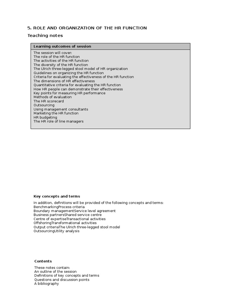 HRM - Role and Organization of The HR Function | PDF | Human Resource ...
