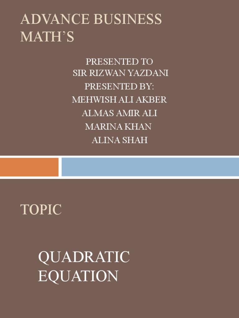 Quadratic Equations Explained | PDF