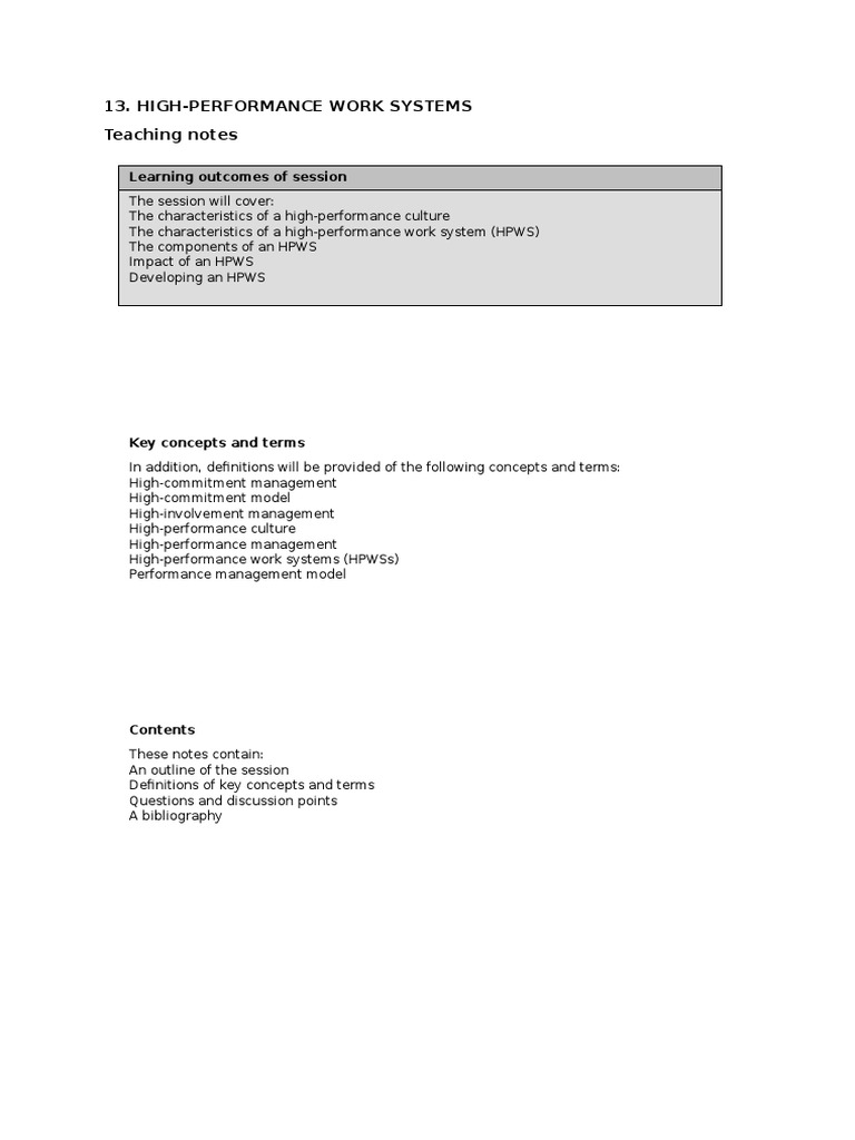 HRM - High-Performance Work Systems | PDF | Human Resource Management ...