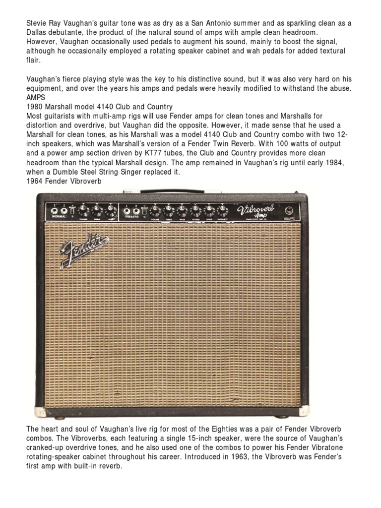 An in-Depth Guide to the Amps and Effect Pedals in Stevie Ray Vaughan’s ...