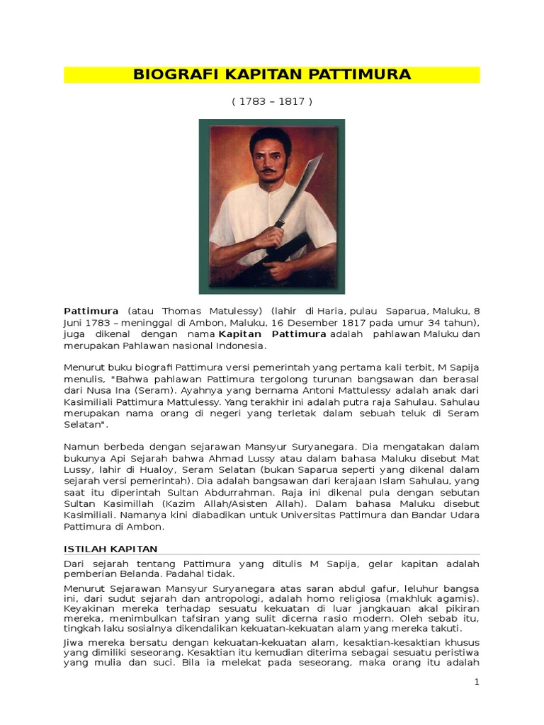 Biografi Kapitan Pattimura | PDF
