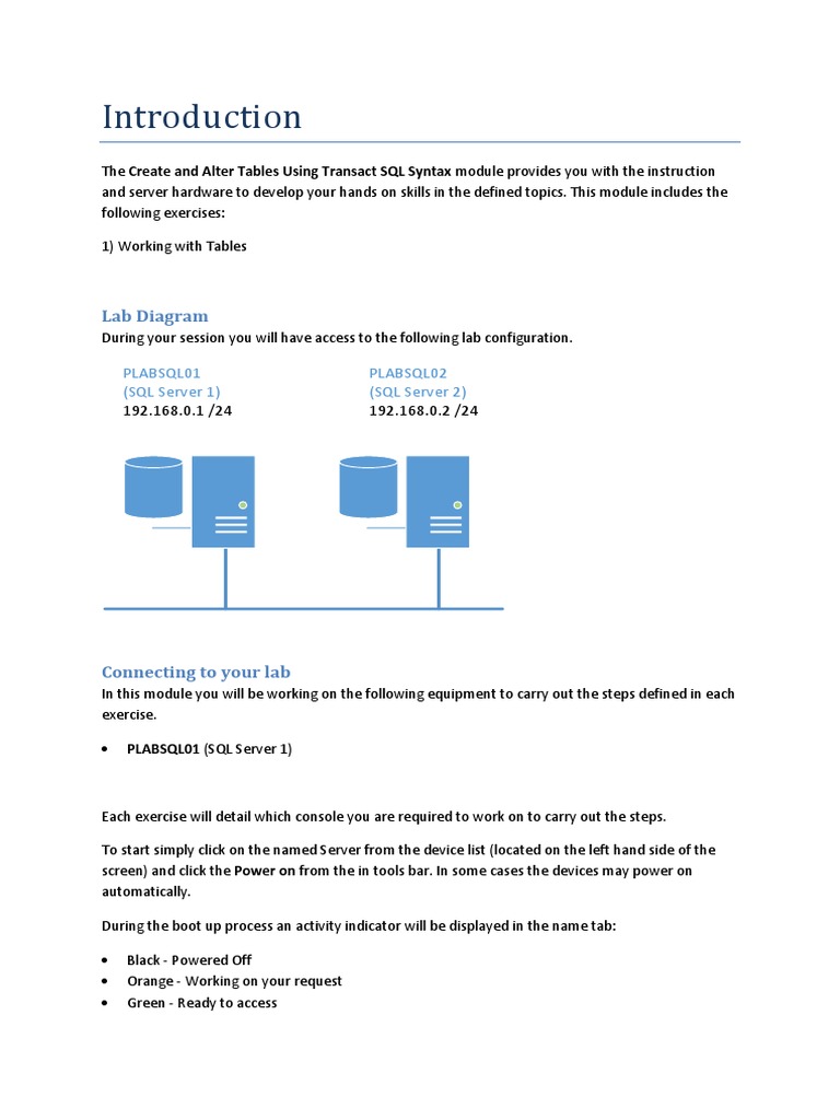 70-461 - 1 - Create and Alter Tables Using Transact SQL Syntax | PDF | Table (Database ...
