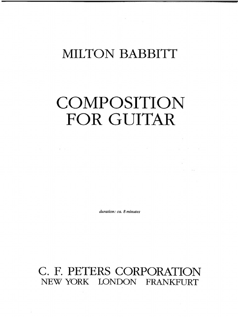 Babbitt - Composition For Guitar | PDF