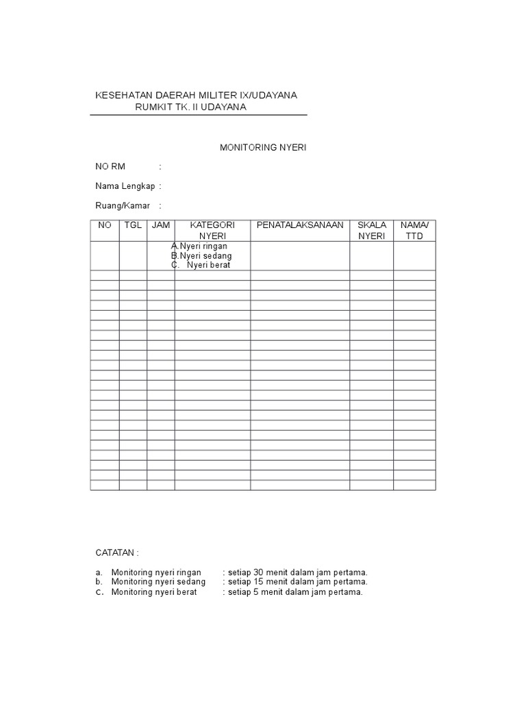 Form Monitoring Nyeri | PDF