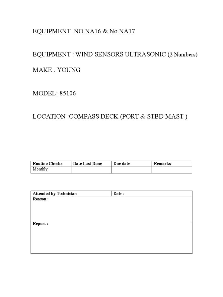 Equipment No Na16&Na17 Anemometer | PDF