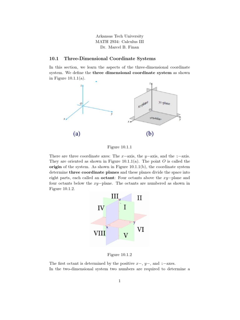 10.1 Three-Dimensional Coordinate Systems | PDF | Teaching Methods ...