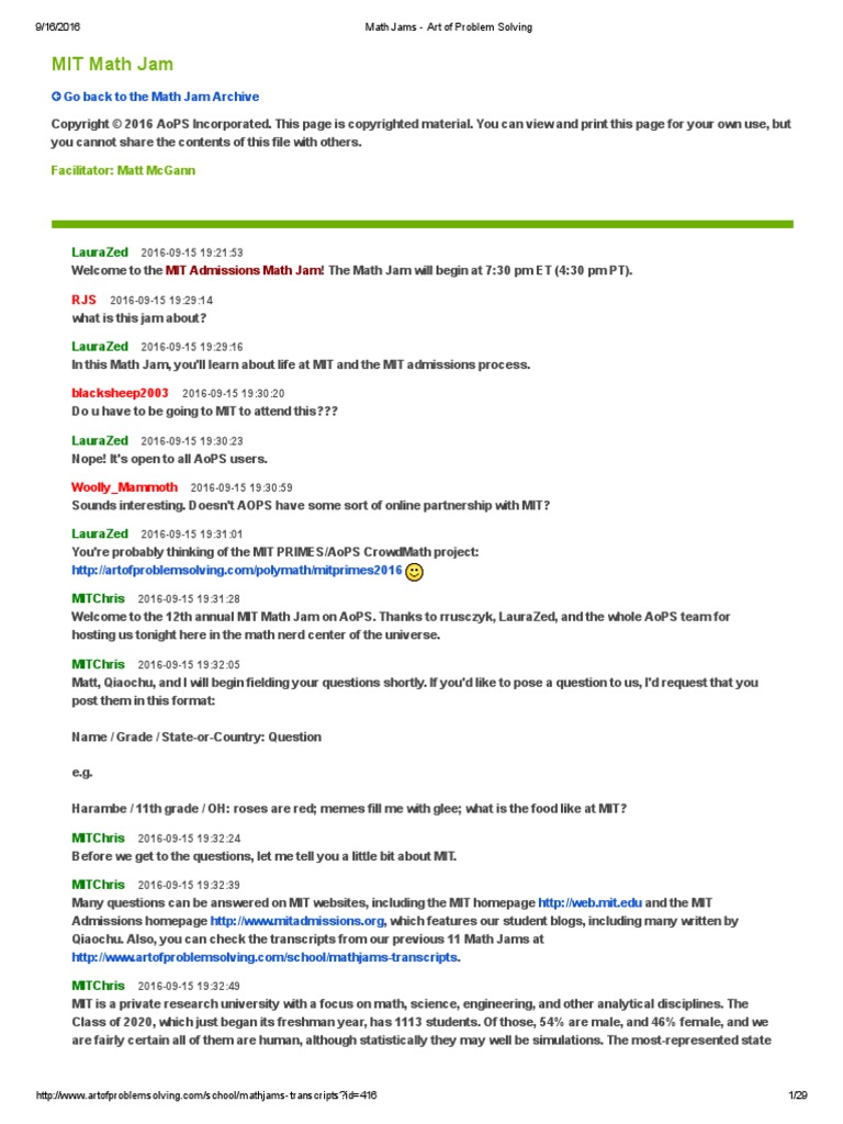 Math Jams - Art of Problem Solving | PDF | Sat | Massachusetts ...