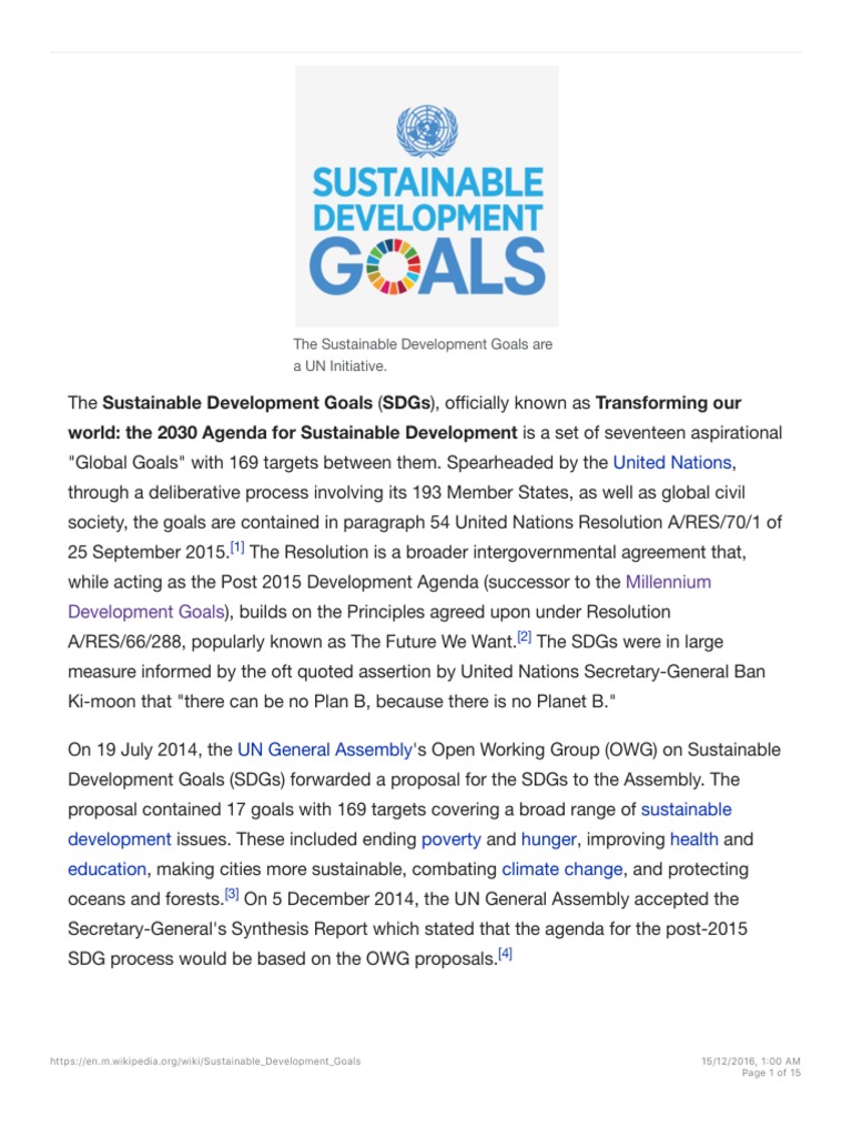 Sustainable Development Goals - Wikipedia | PDF | Economic Development ...