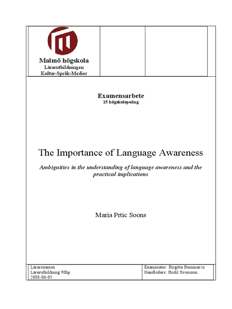 The Importance of Language Awareness | PDF | Consciousness | Awareness