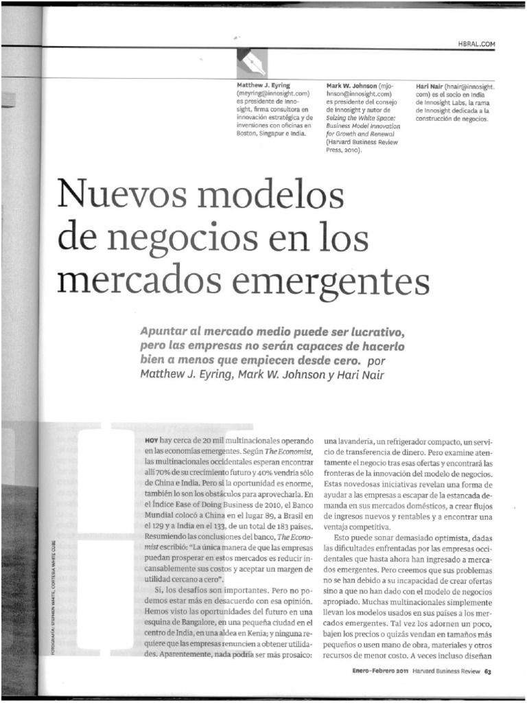 Nuevos Modelos de Negocios em Mdos Emergentes | PDF