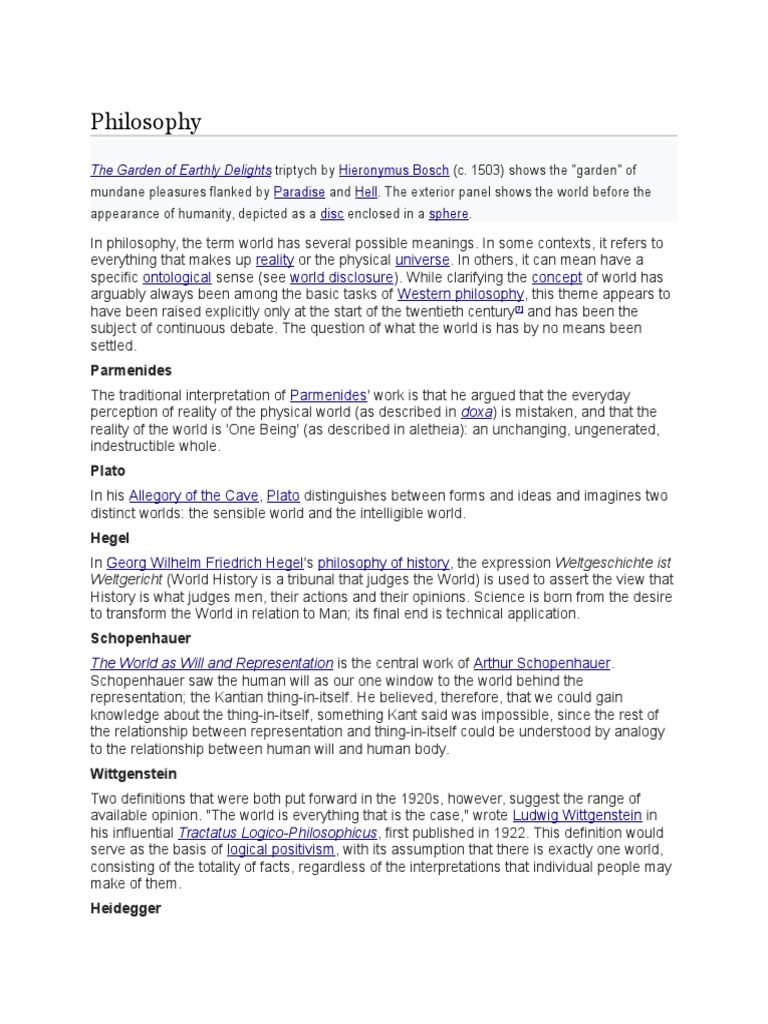 Philosophy of The World | PDF | Philosophical Works | Psychological ...