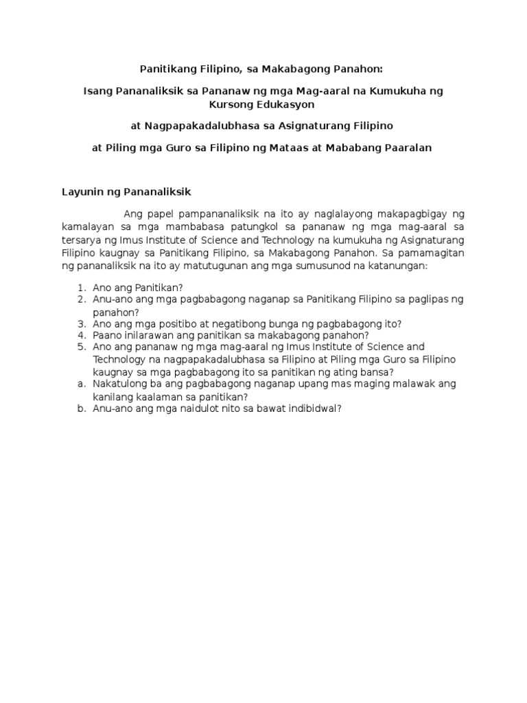 THESIS PROPOSAL-Panitikang Filipino | PDF
