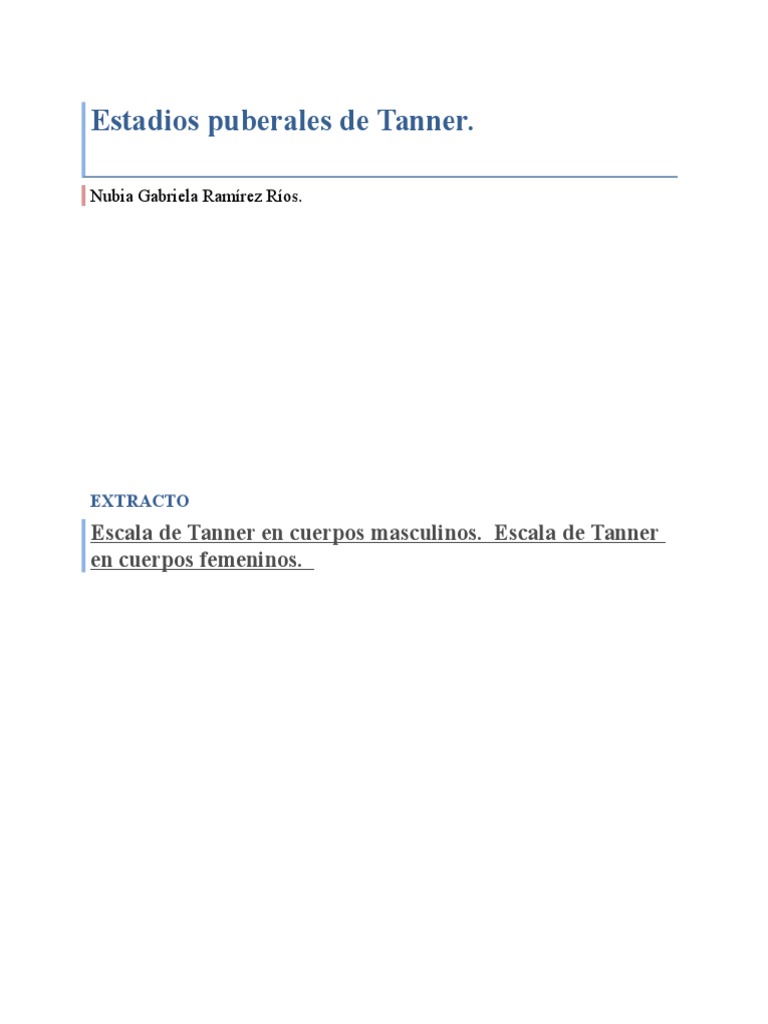 Estadios Puberales de Tanner | PDF | Pubertad | Estradiol