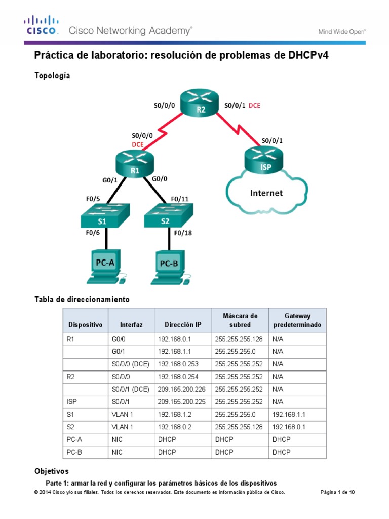 10.1.4.4 Lab - Troubleshooting DHCPv4 (Resuelto) | Descargar gratis PDF | Dirección IP ...
