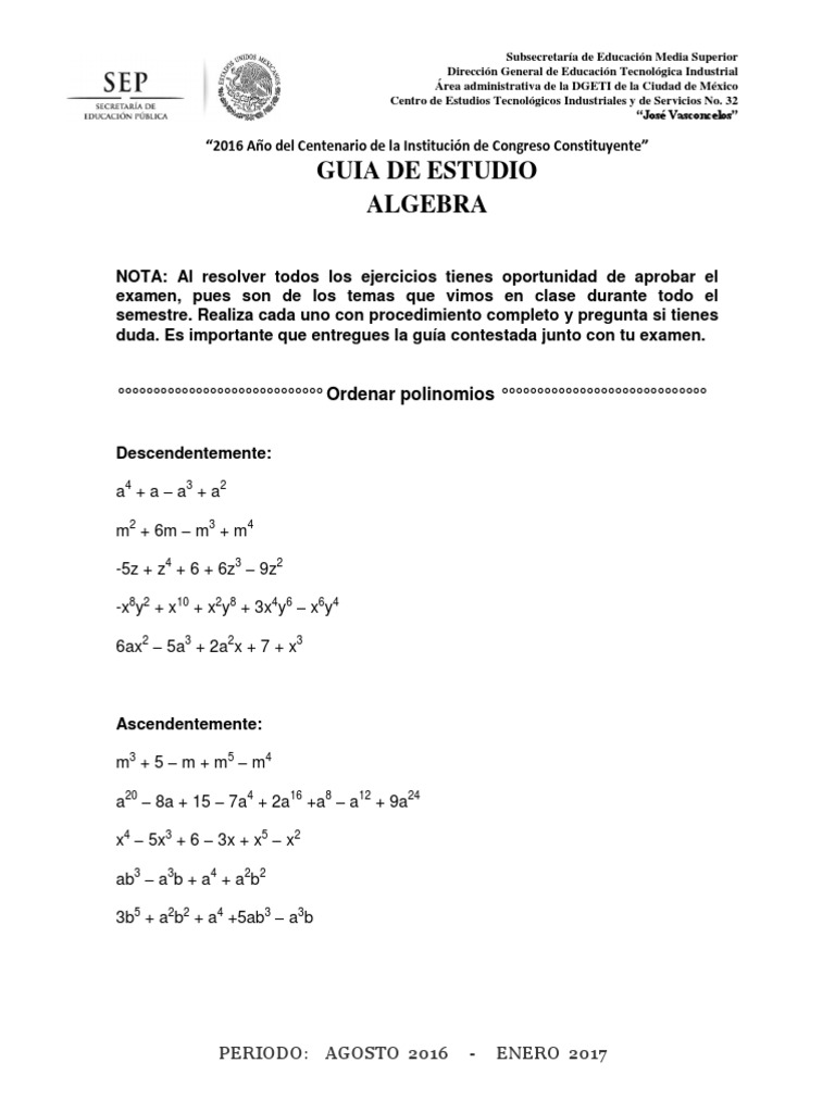 Algebra | PDF | Álgebra | Enseñanza de matemática