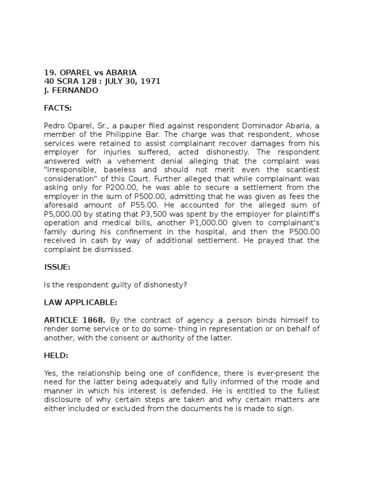 Oparel Vs Abaria | PDF | Law Of Agency | Private Law