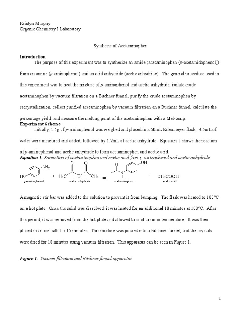3 Synthesis of Acetaminophen | PDF | Filtration | Physical Chemistry