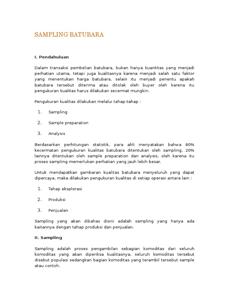 Sampling Batubara | PDF