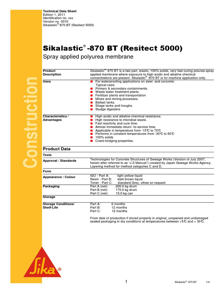 Sikalastic 870 BT Pds | PDF | Concrete | Sewage Treatment
