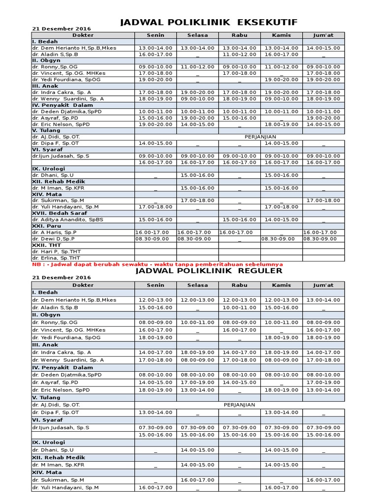 Jadwal Poli | PDF