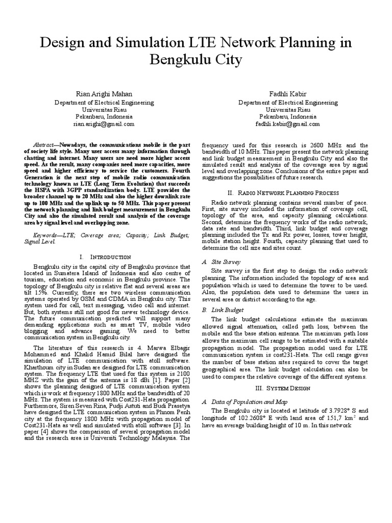 Jurnal IEEE Komber | Lte (Telecommunication) | Radio Propagation