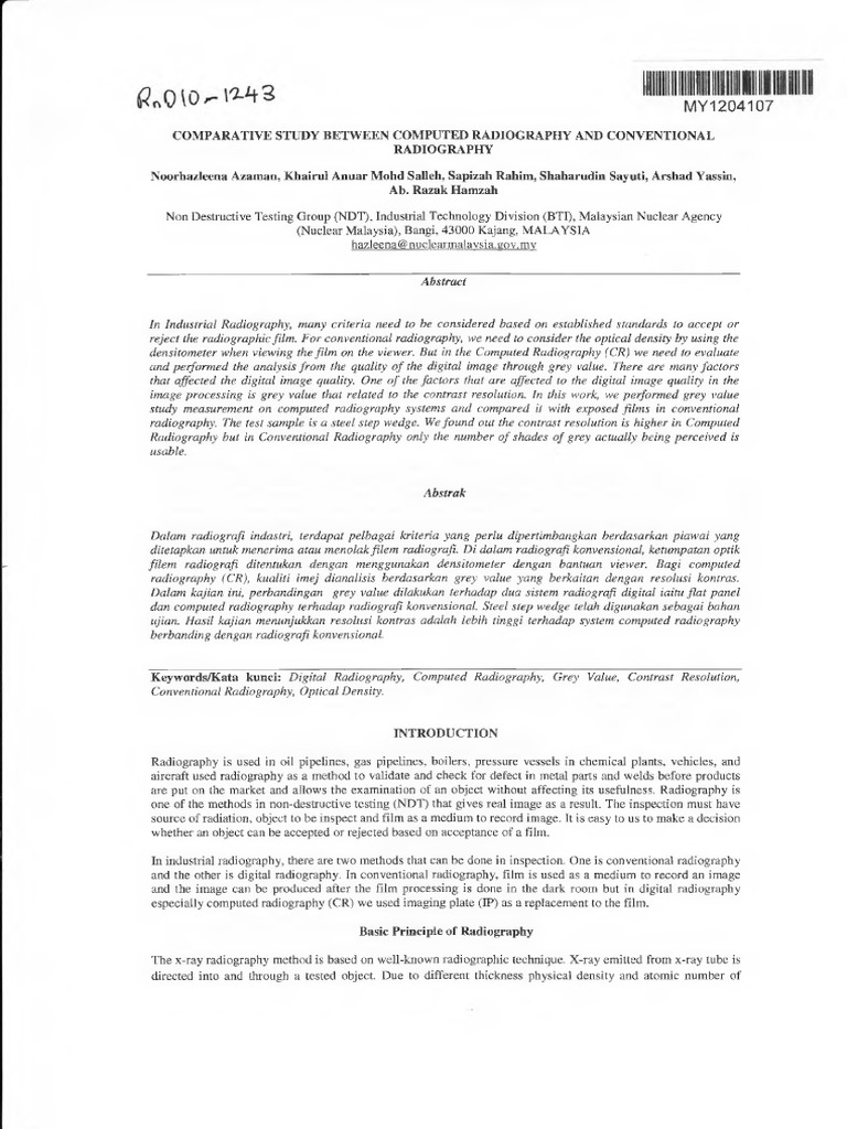 Computed Radiography and Conventional Radiography PDF | PDF ...