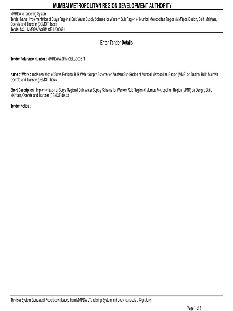 Implementation of Surya Regional Bulk Water Supply Scheme For Western ...