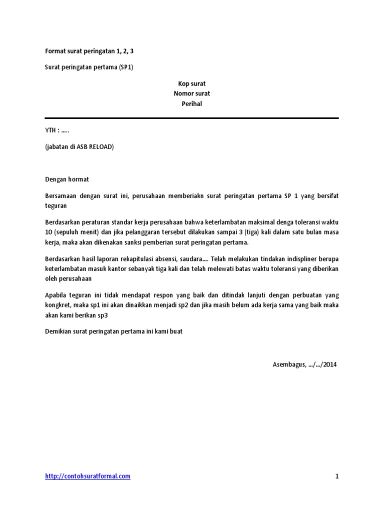 Contoh Surat Peringatan 2 - Contoh Surat