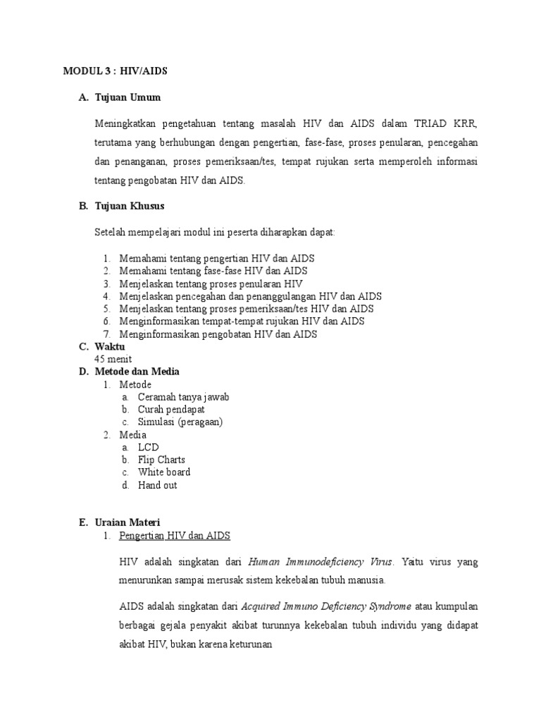 Modul Hiv Aids Kader | PDF