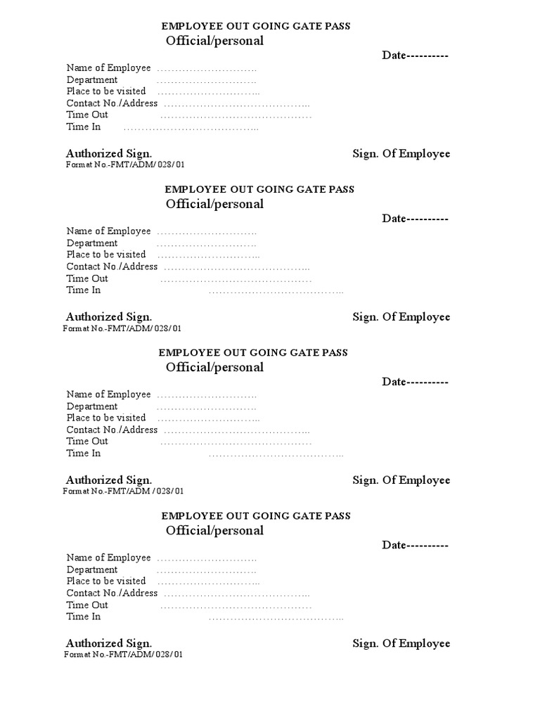 Out Going Gate Pass | PDF