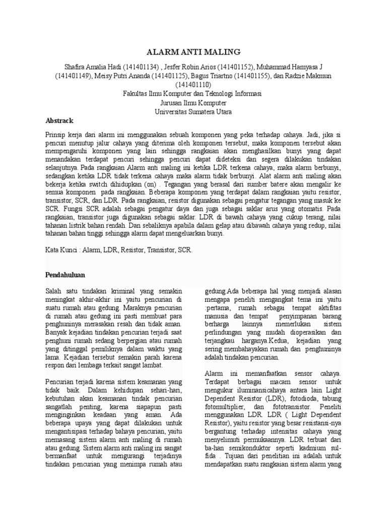 Jurnal Mikroprosesor Dan Assembly (Alarm Anti Maling) | PDF