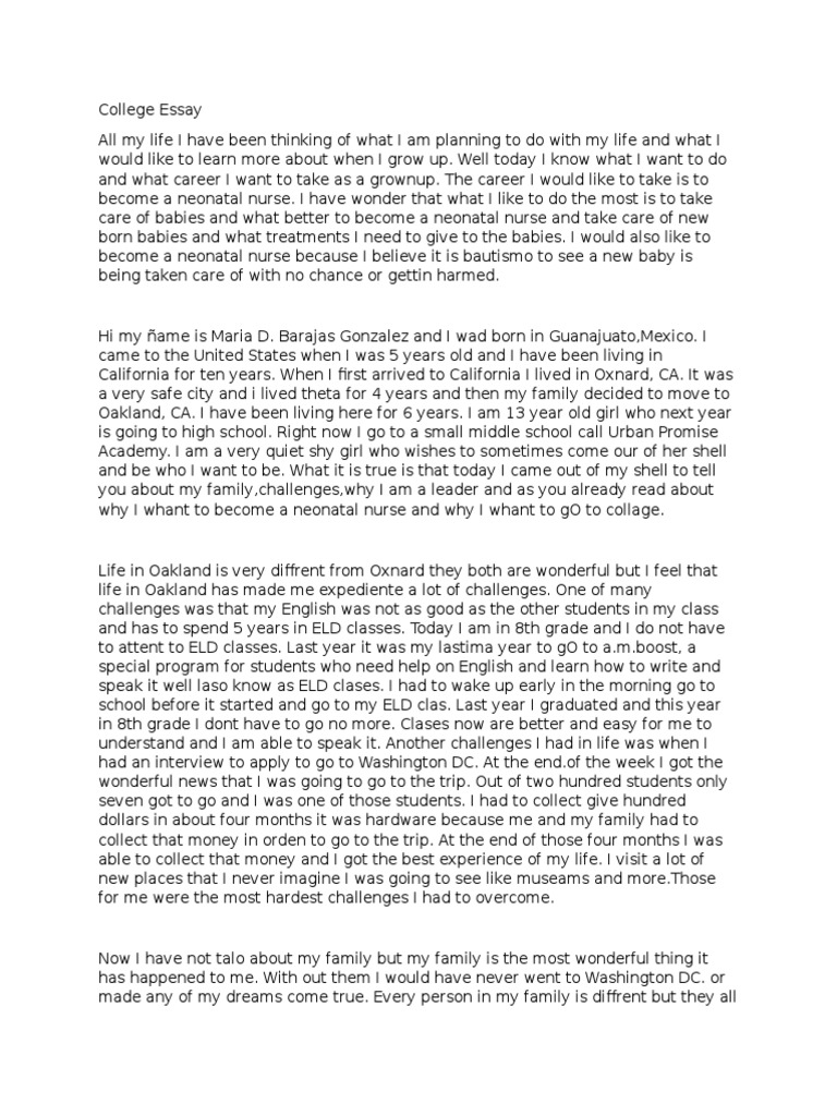 College Essay | PDF | Perfect (Grammar) | Grammatical Tense