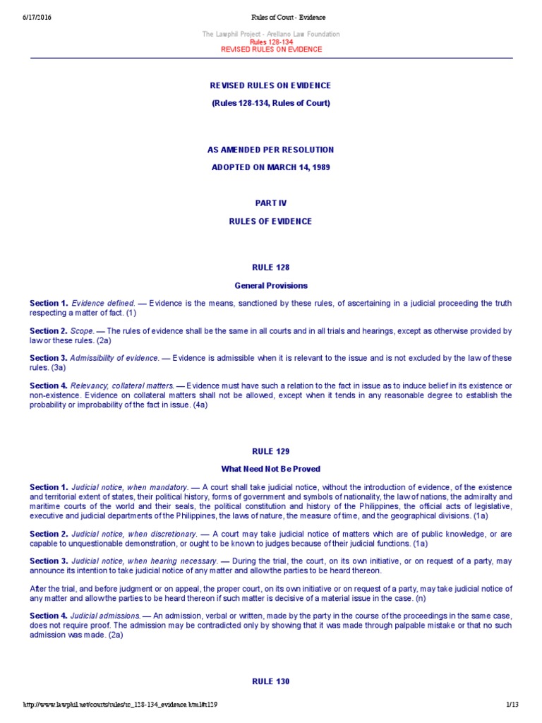Rules of Court - 128-134 | PDF | Witness Impeachment | Evidence (Law)