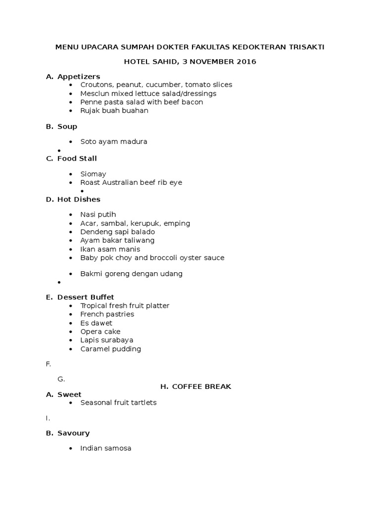 Menu Hotel Sahid Hasil Rapat | PDF | Cooking, Food & Wine