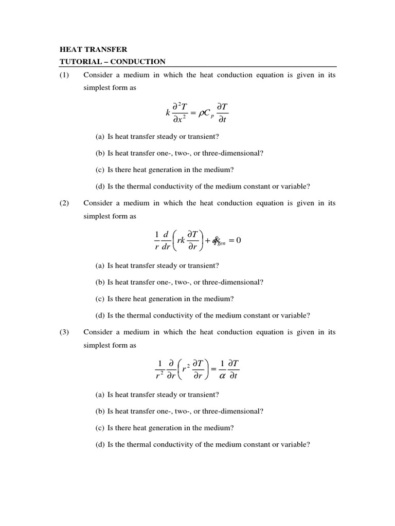 2 Conduction Tutorial 1 | PDF | Thermal Conduction | Thermal Conductivity
