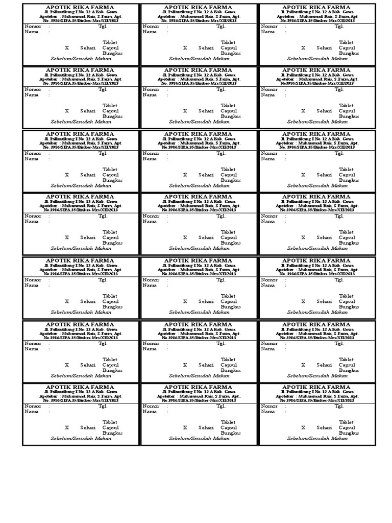 Etiket Obat Dalam | PDF | Kesehatan Holistik
